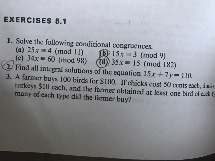 Solved Solve the following conditional congruences. (a) 25x | Chegg.com