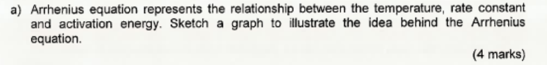 Solved a) Arrhenius equation represents the relationship | Chegg.com