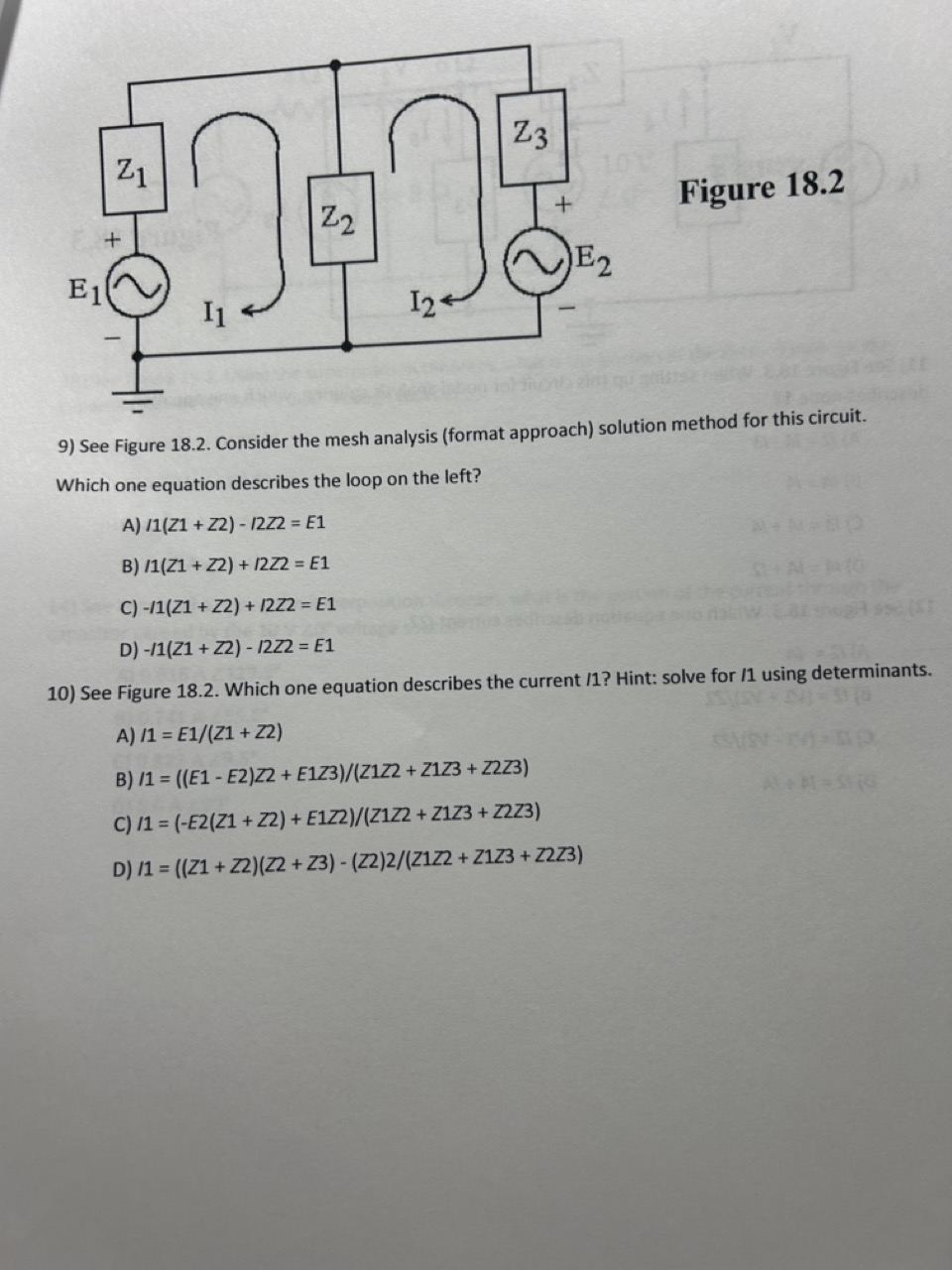 Solved 9) See Figure 18.2. Consider the mesh analysis | Chegg.com