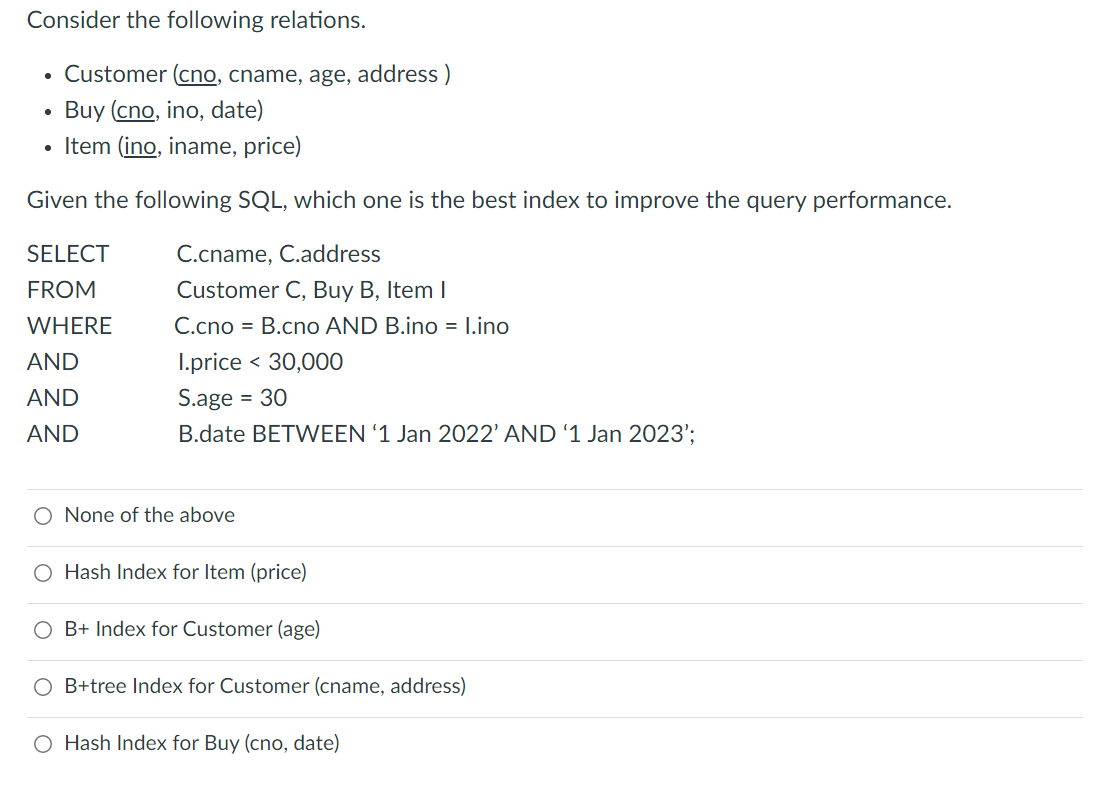 Solved Consider the following relations. • Customer (cno, | Chegg.com