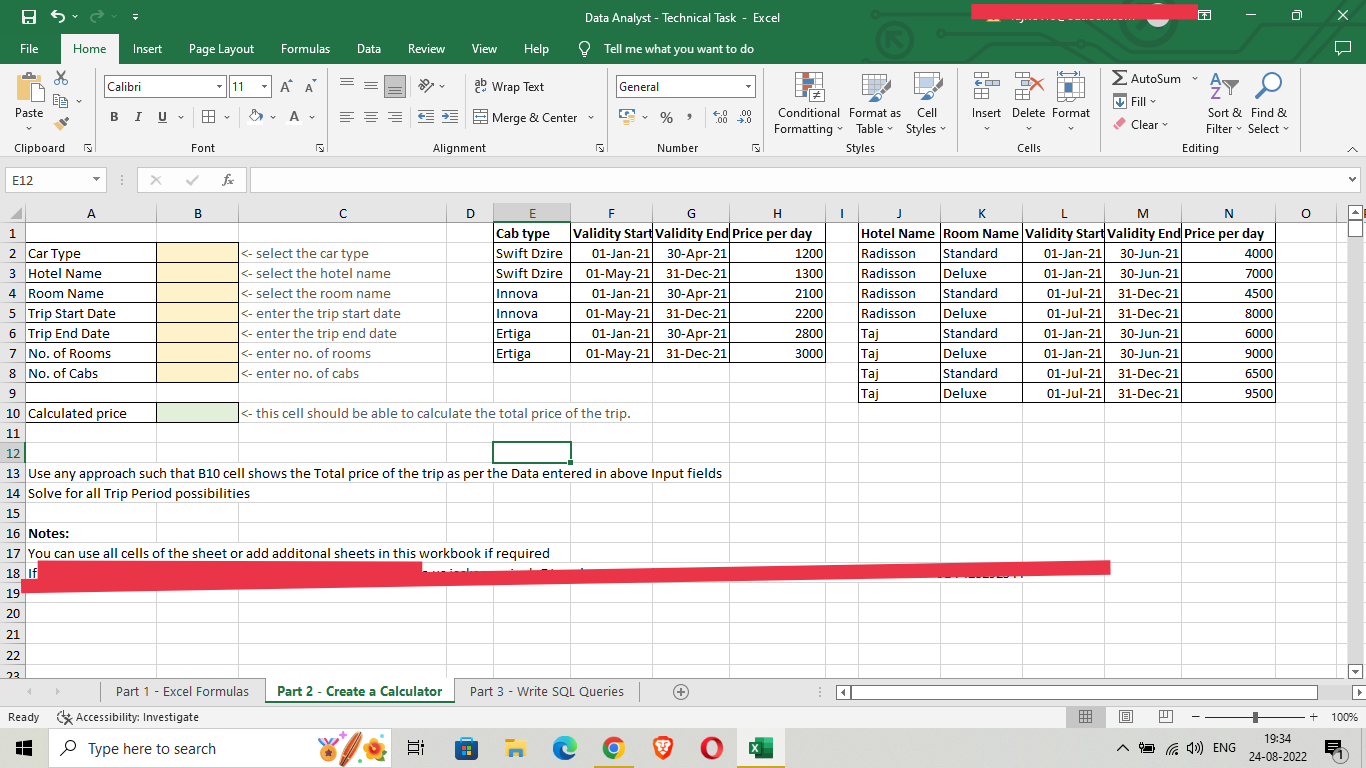 Solved Need to calculate the price for the trip. The trip | Chegg.com