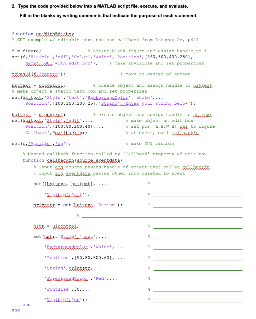 Solved 2. Type the code provided below into a MATLAB script | Chegg.com