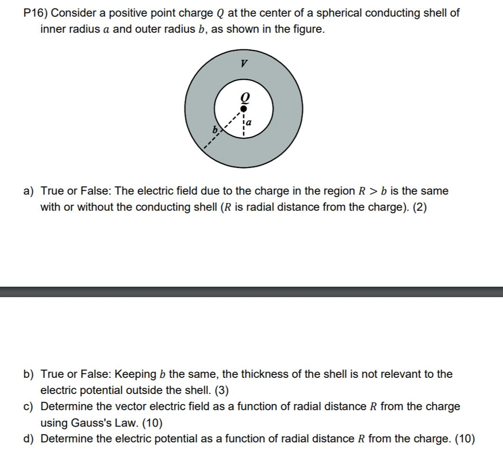 Solved P16) Consider a positive point charge Q at the center | Chegg.com