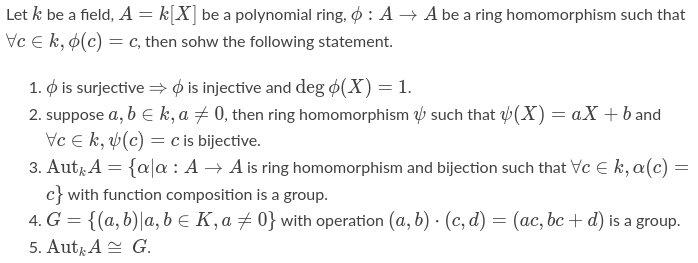 Solved Let k be a field, A = k[X] be a polynomial ring, : A | Chegg.com