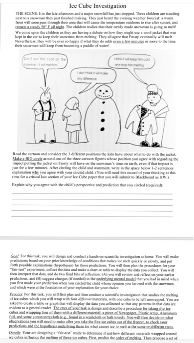 Ice Cube Investigation THE SCENE: It is the late | Chegg.com