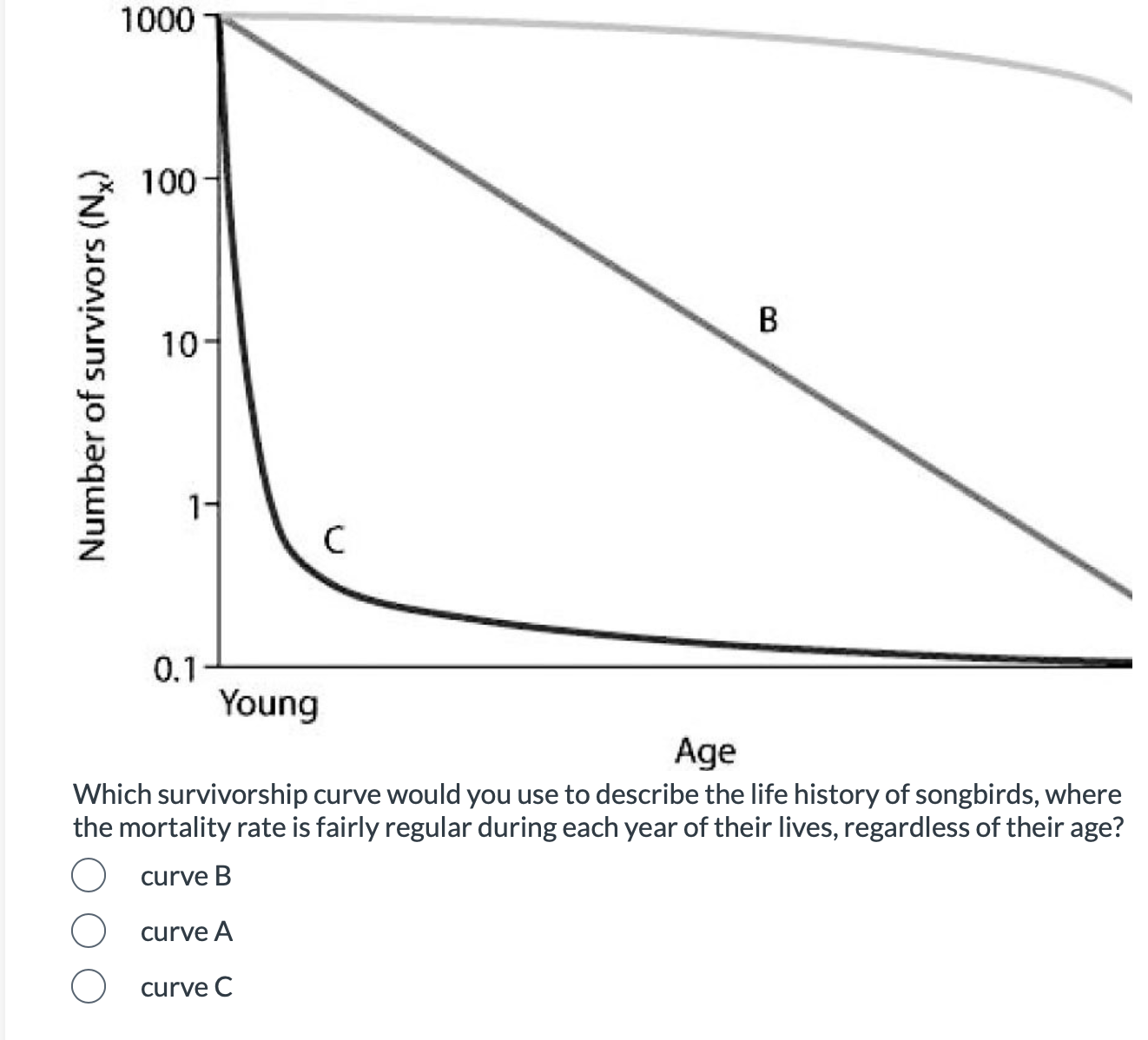 Solved Which survivorship curve would you use to describe | Chegg.com