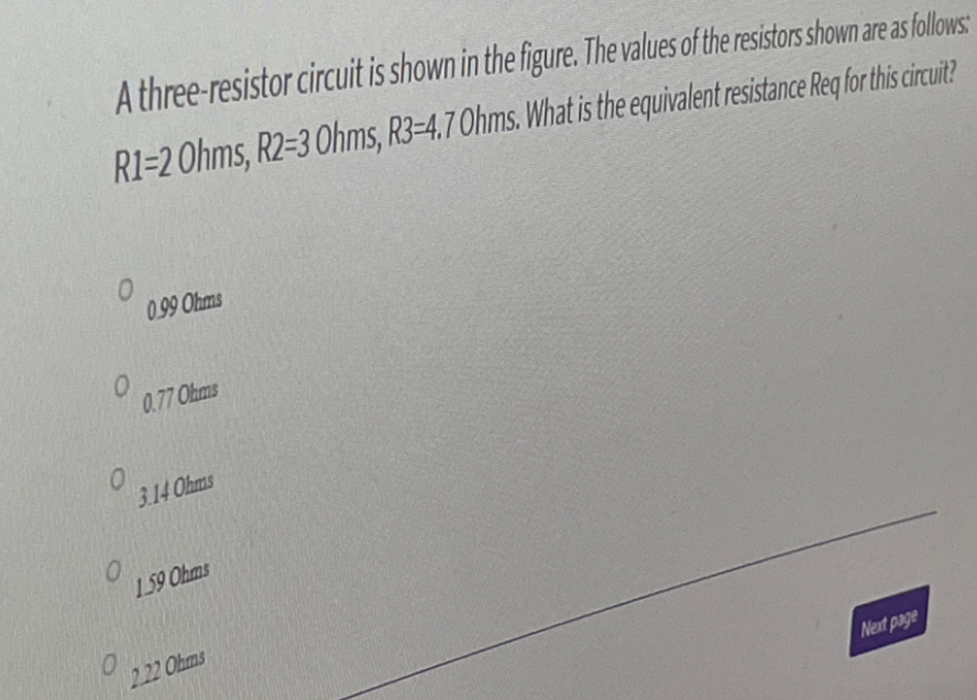 Solved R2 R1 R3 w A three-resistor circuit is shown in the | Chegg.com
