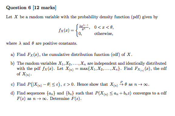 Solved Question 6 (12 marks] Let X be a random variable with | Chegg.com
