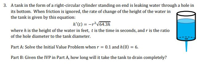 Solved 3. A tank in the form of a right-circular cylinder | Chegg.com