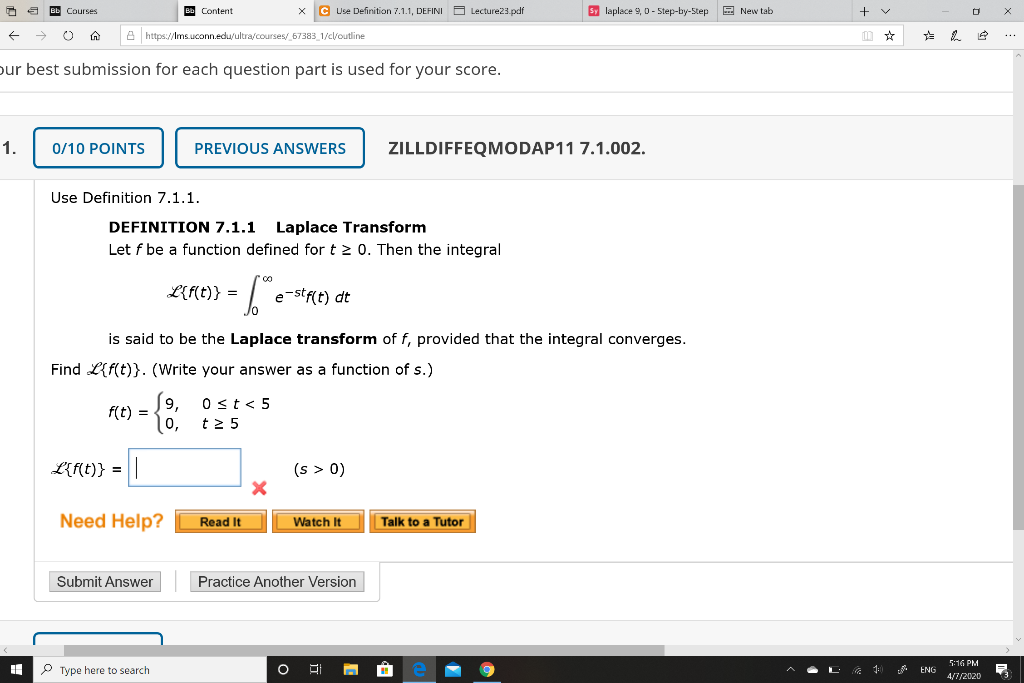Solved & BL Courses Lecture23.pdf Sy laplace 9, | Chegg.com