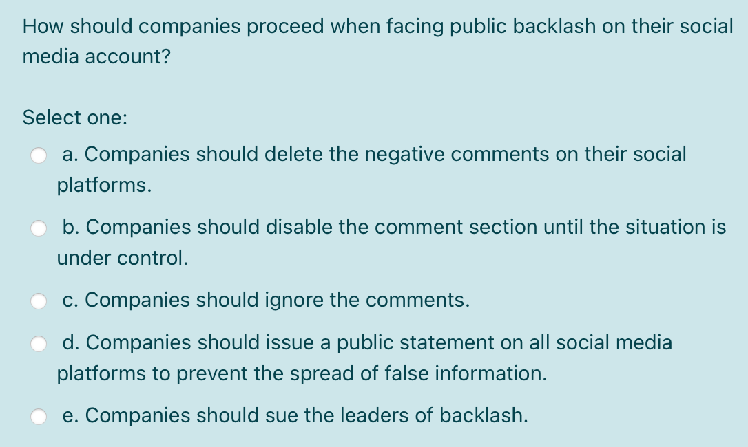 Solved How should companies proceed when facing public | Chegg.com