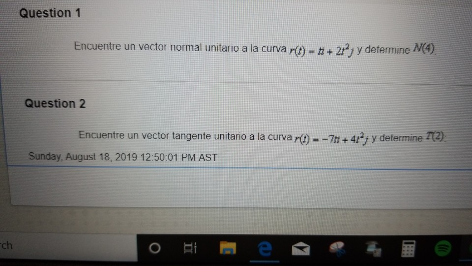 Solved Encuentre el vector normal unitario a la curva r(t) = | Chegg.com