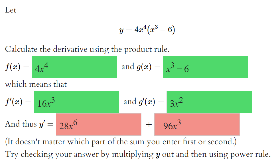 Solved Let y=4x4(x3−6) Calculate the derivative using the | Chegg.com