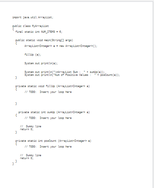 Working with ArrayLists 1. Let's consider the Java | Chegg.com