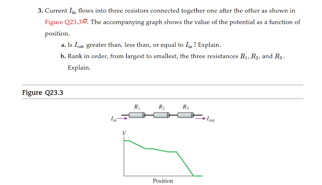 Solved 3. Current lin flows into three resistors connected | Chegg.com