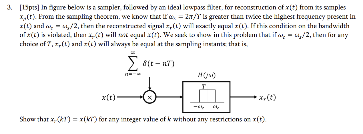 Solved [15pts] In ﻿figure below is ﻿a sampler, followed | Chegg.com