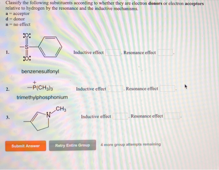 Solved Classify the following substituents according to | Chegg.com