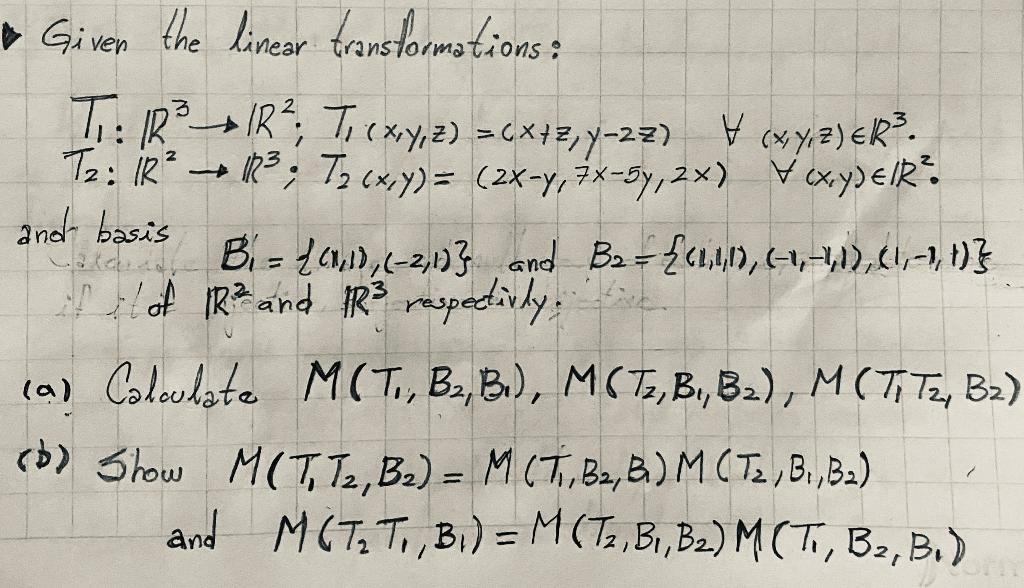 Solved Linear transformations; Please help me to solve this, | Chegg.com