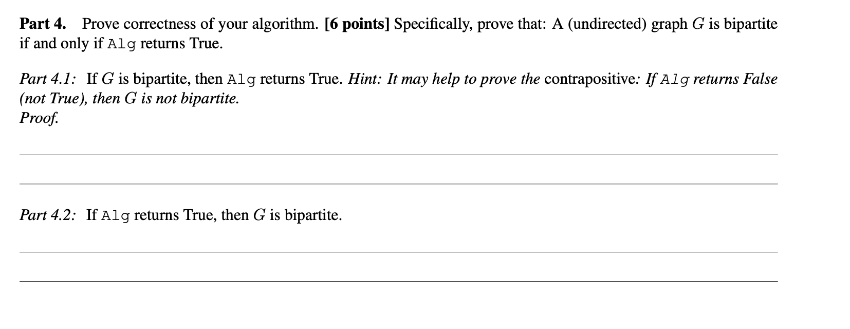Solved Part 4 Prove Correctness Of Your Algorithm [6