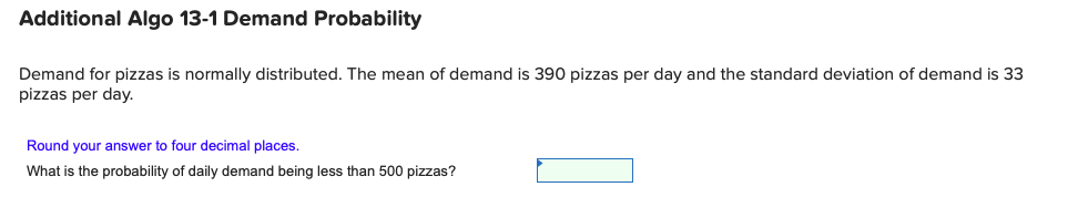 Solved Additional Algo 13-1 Demand Probability Demand for | Chegg.com