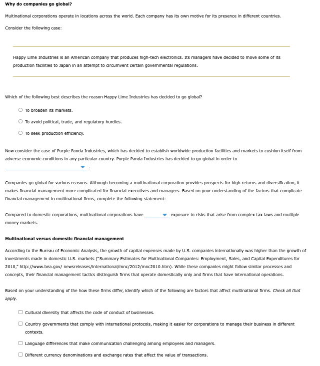 Why do companies go global? Multinational | Chegg.com