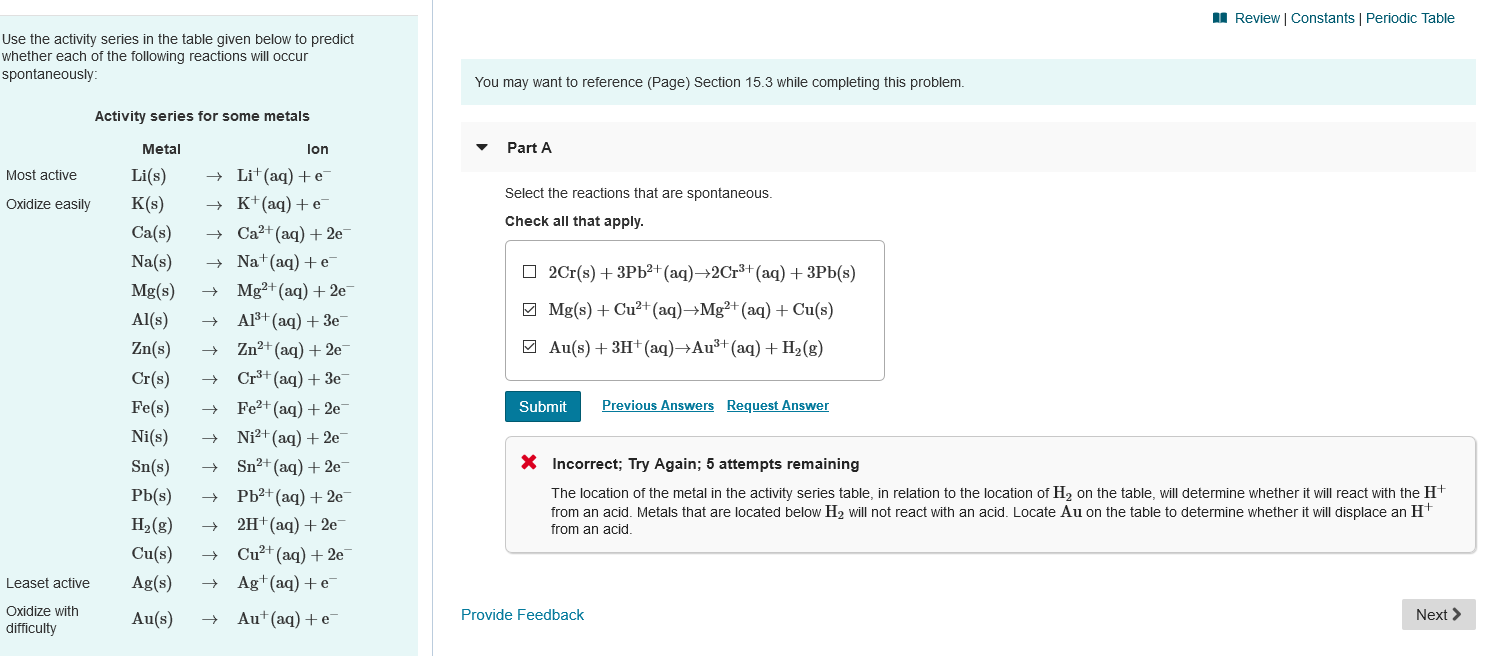 Solved A Review Constants Periodic Table Use the activity | Chegg.com