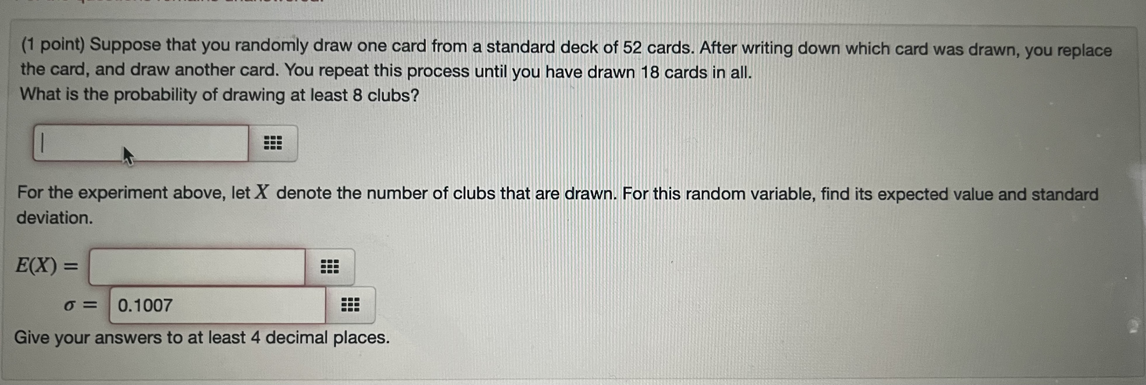 Solved (1 point) Suppose that you randomly draw one card | Chegg.com