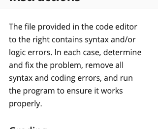 Solved The file provided in the code editor to the right | Chegg.com