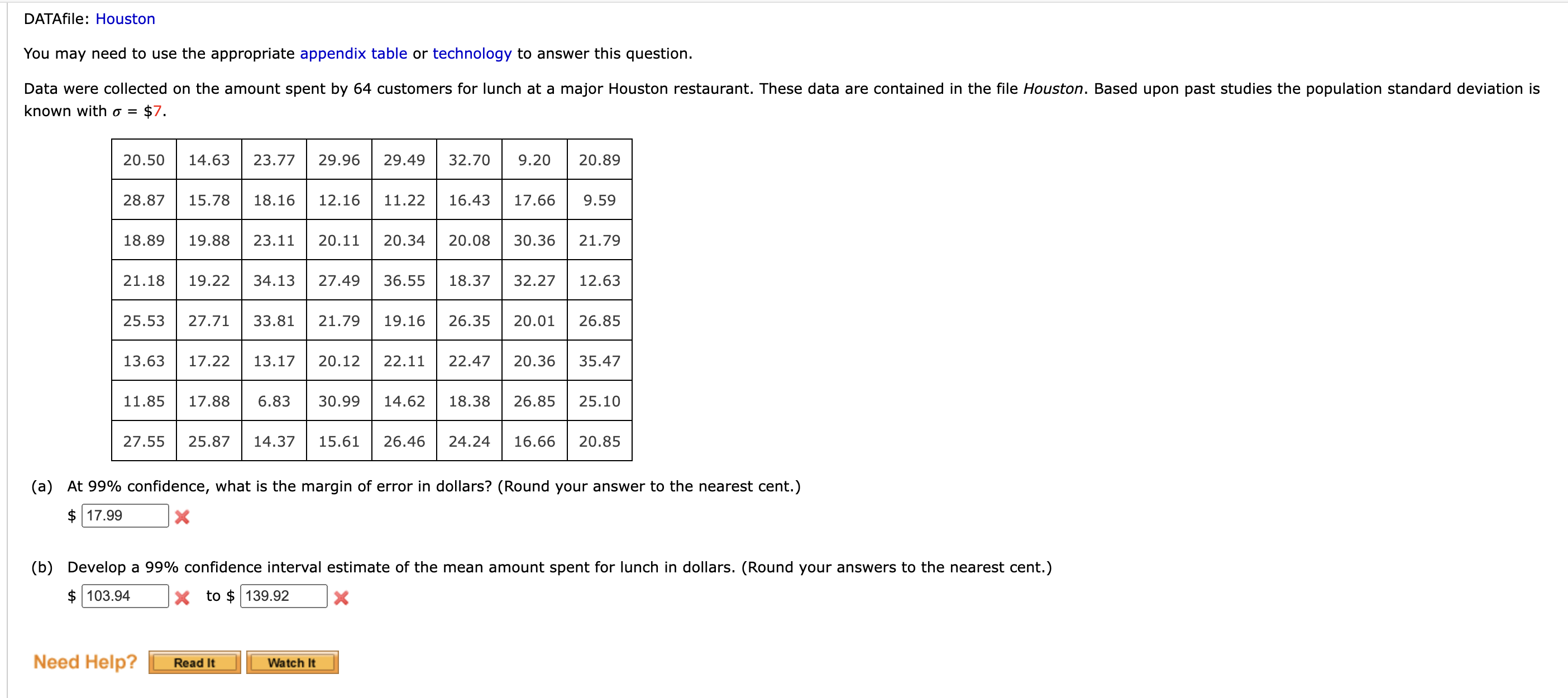Solved DATAfile: HoustonYou may need to use the appropriate | Chegg.com