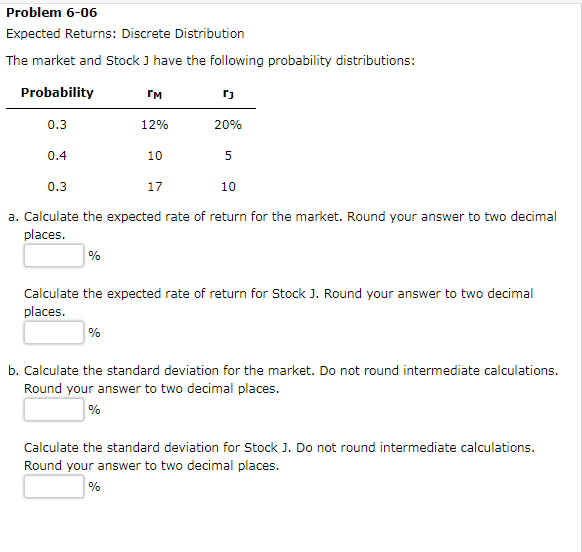 Solved Problem 6-06 Expected Returns: Discrete Distribution | Chegg.com