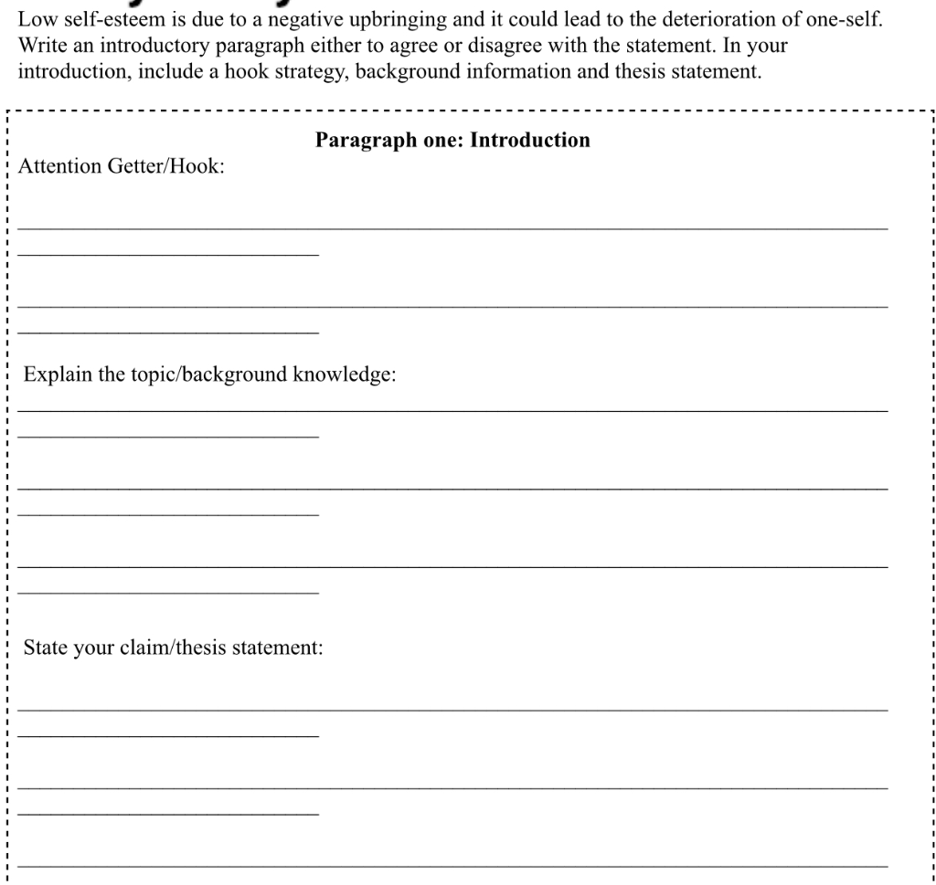 Solved Low self-esteem is due to a negative upbringing and | Chegg.com
