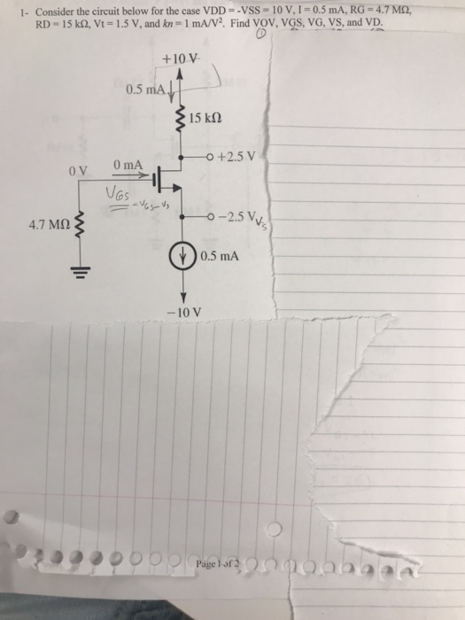 Solved Consider the circuit below for the case VDD--VSS-10 | Chegg.com