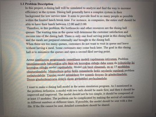 Solved .1 Problem Description In this project, a dining hall | Chegg.com