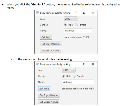 0 X Baby name popularity ranking Year: 2010 Gender | Chegg.com