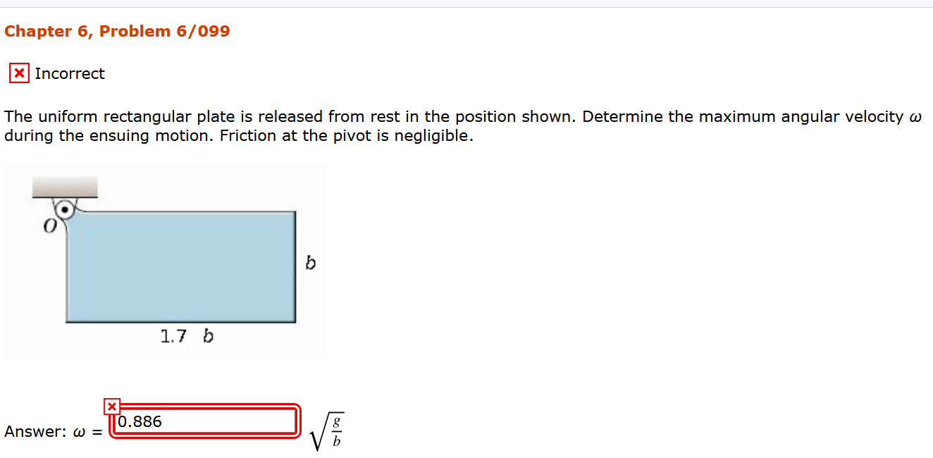 Solved The uniform rectangular plate is released from rest | Chegg.com