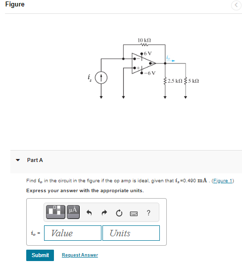 Solved Find io in the circuit in the figure if the op amp is | Chegg.com