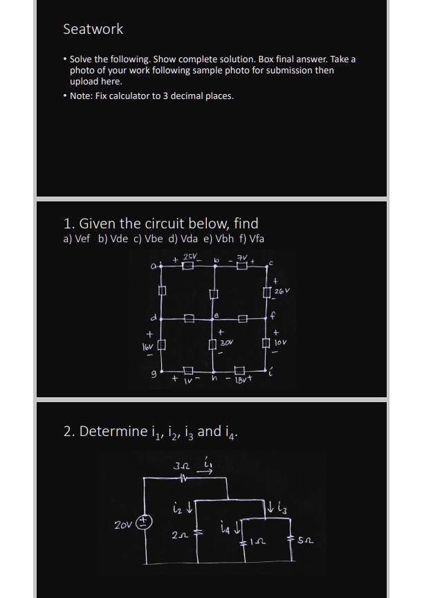 Solved Seatwork Solve the following. Show complete solution. | Chegg.com