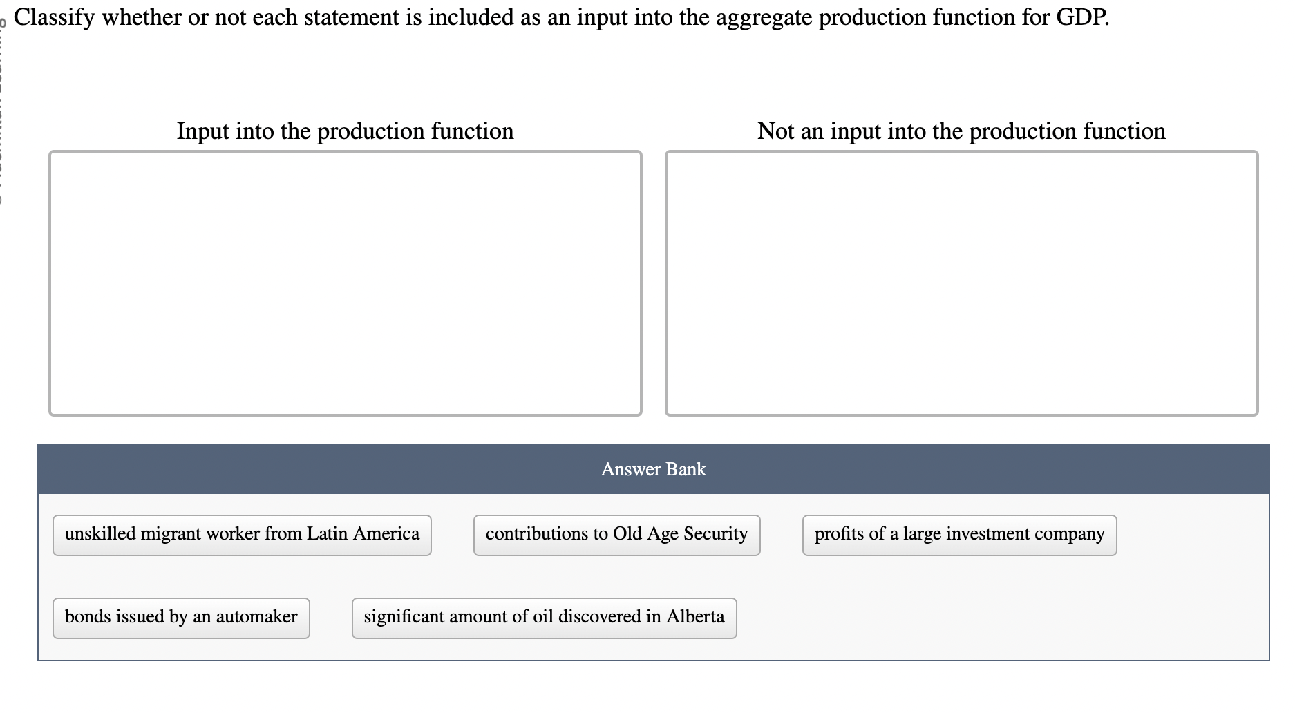 Solved Classify whether or not each statement is included as | Chegg.com