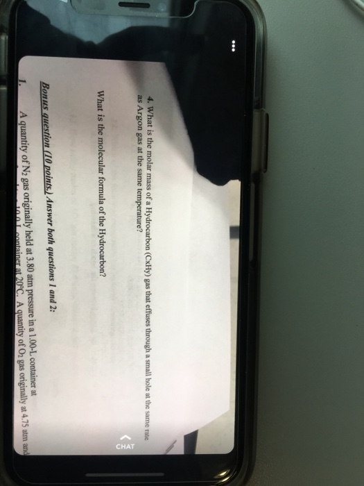 Solved 4. What is the molar mass of a Hydrocarbon (CxHy) gas | Chegg.com