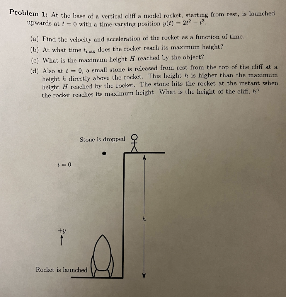 Solved Problem 1: At the base of a vertical cliff a model | Chegg.com
