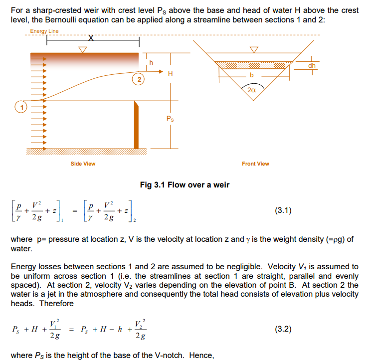 Solved For a sharp-crested weir with crest level Ps above | Chegg.com