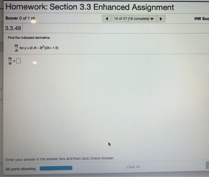 Solved Homework Section 3 3 Enhanced Assignment Score 0 Of
