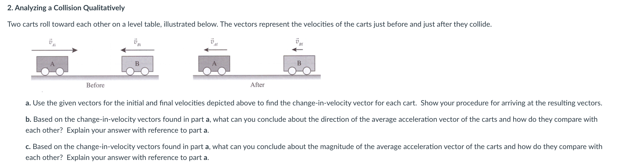 Solved 2. Analyzing a Collision Qualitatively Two carts roll | Chegg.com