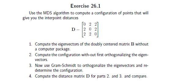Solved Exercise 261 Use The Mds Algorithm To Compute A 8794