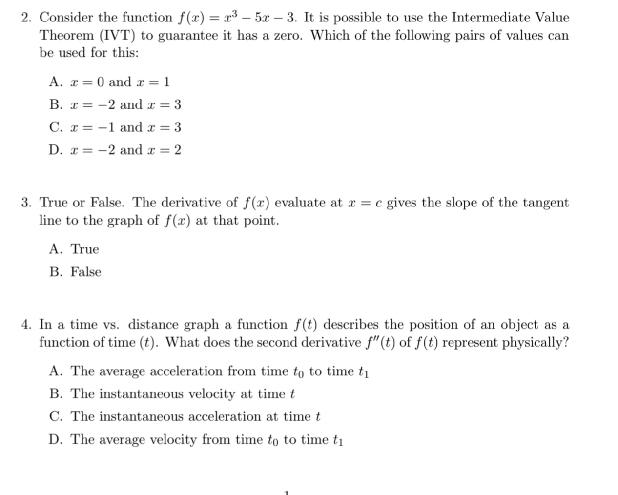 Solved 2. Consider the function f(x)=x3−5x−3. It is possible | Chegg.com