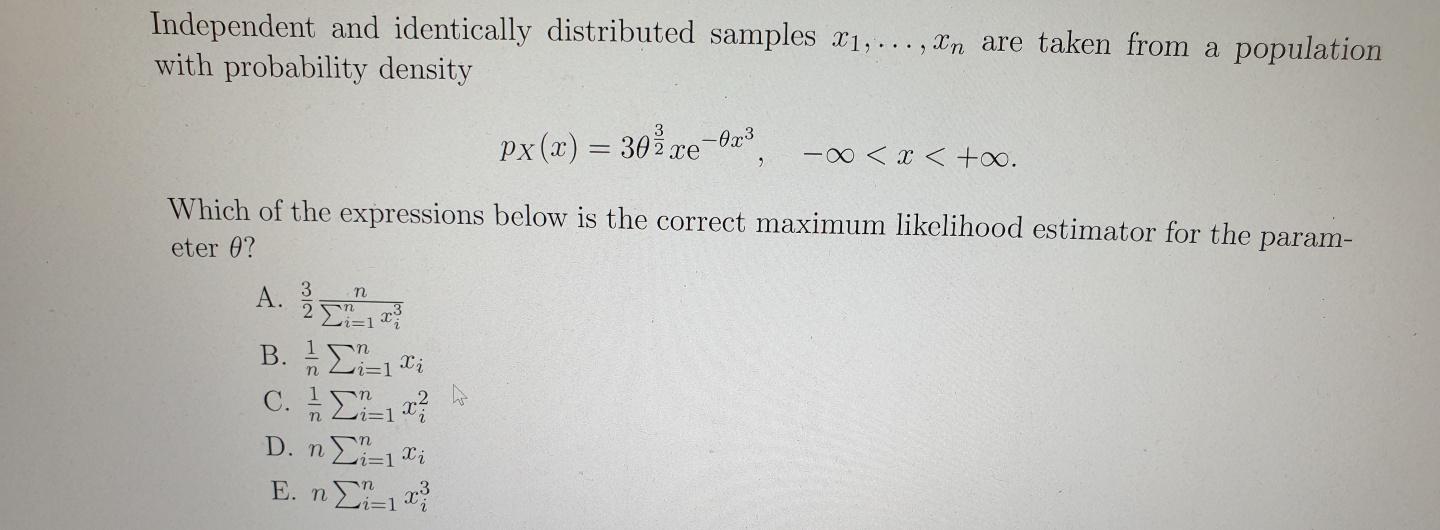 Solved Independent and identically distributed samples | Chegg.com