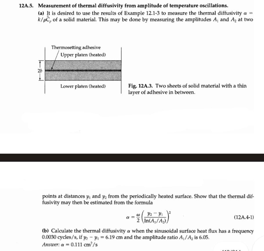 Solved 2A.5. Measurement of thermal diffusivity from | Chegg.com