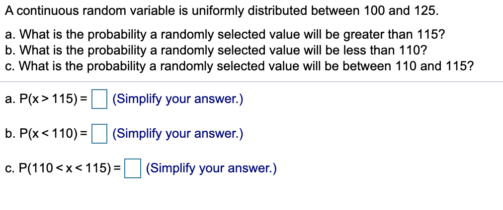 Solved A continuous random variable is uniformly distributed | Chegg.com