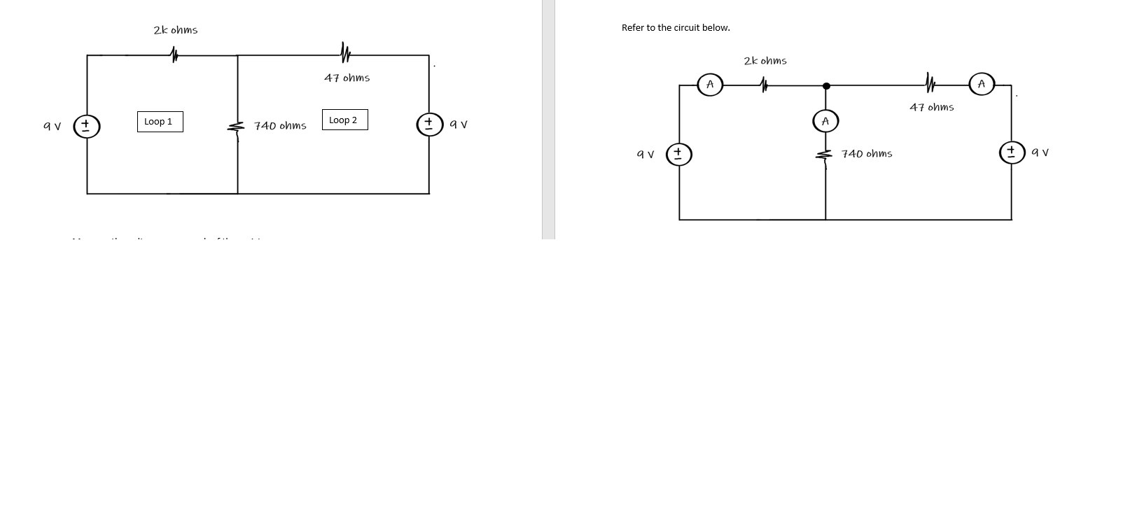 Solved 2k ohms Refer to the circuit below. 2k ohms 47 ohms | Chegg.com
