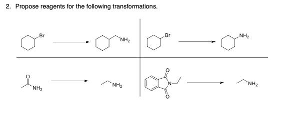 Solved 2. Propose reagents for the following | Chegg.com